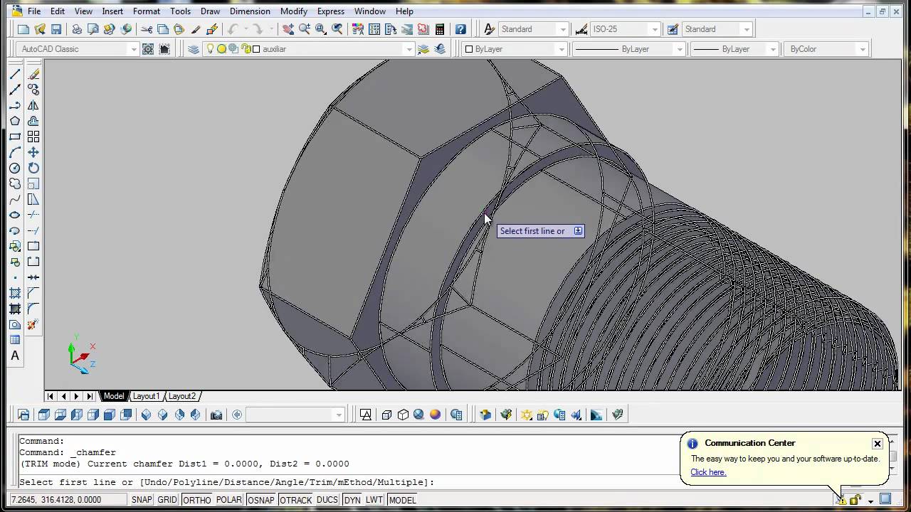 Modelando parafuso 3D no AutoCAD (parte 2) - YouTube