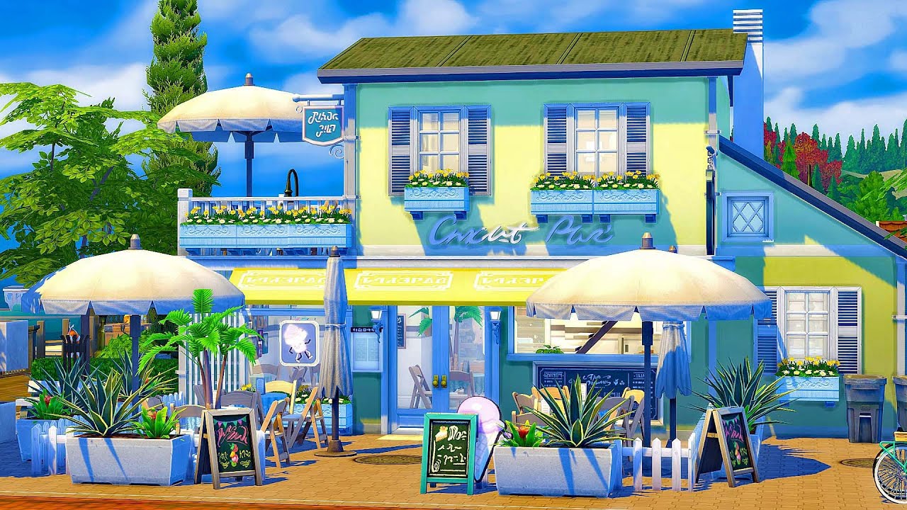 ICE CREAM SHOP 💕 Sims 4 ( Restaurant ) Speed Build - YouTube