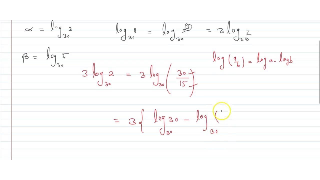 If `log_30(3)=alpha and log_30(5)=beta, then log_30(8)` is equal to ...