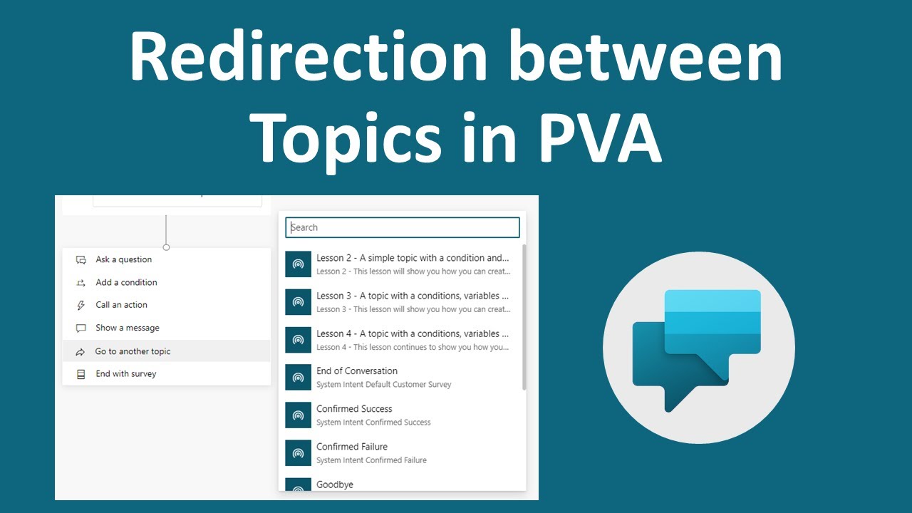 Redirection between Topics in Power Virtual Agents - YouTube