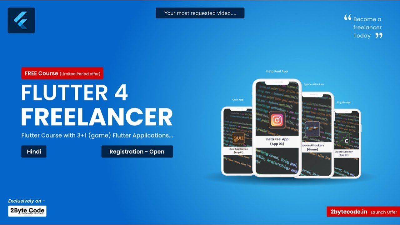 Register To Flutter 4 Freelancer Free Course By 2bytecode Youtube