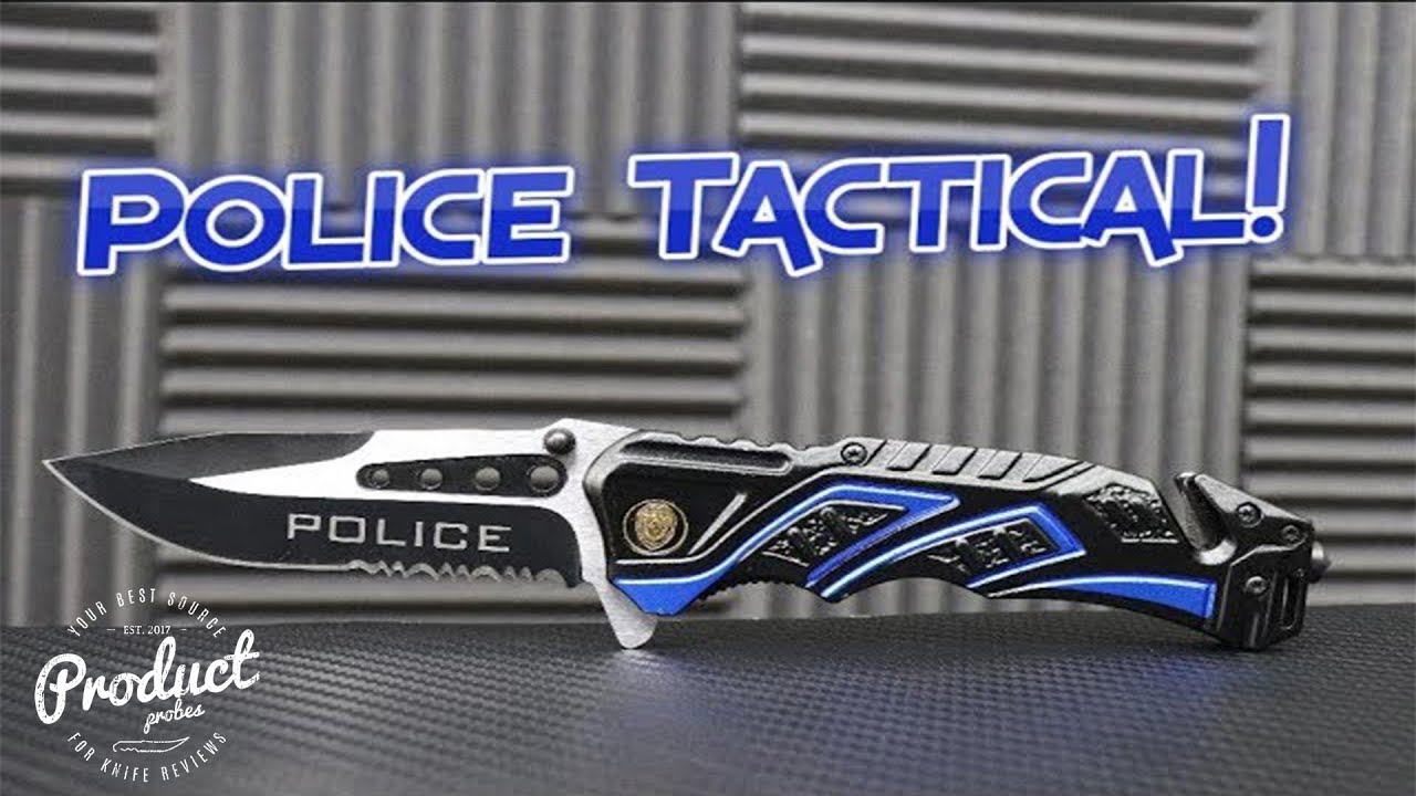 8" Mtech Police Blue/Black Tactical Spring Assisted Pocket Knife - YouTube