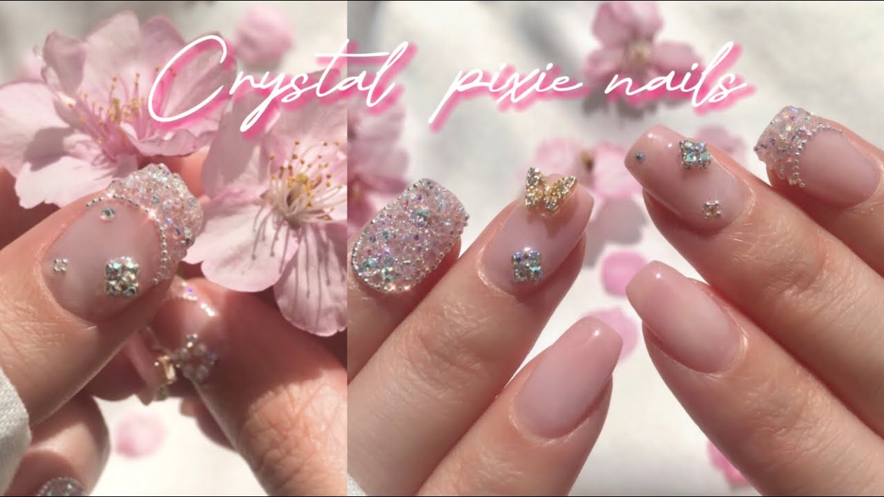 【SELF NAILS】Crystal pixie nails💅 - YouTube