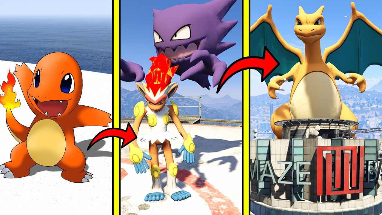 GTA 5: Upgrading CHARMANDER into THE CHARIZARD To Destroy EVIL POKEMON GARCHOMP in GTA 5! - YouTube