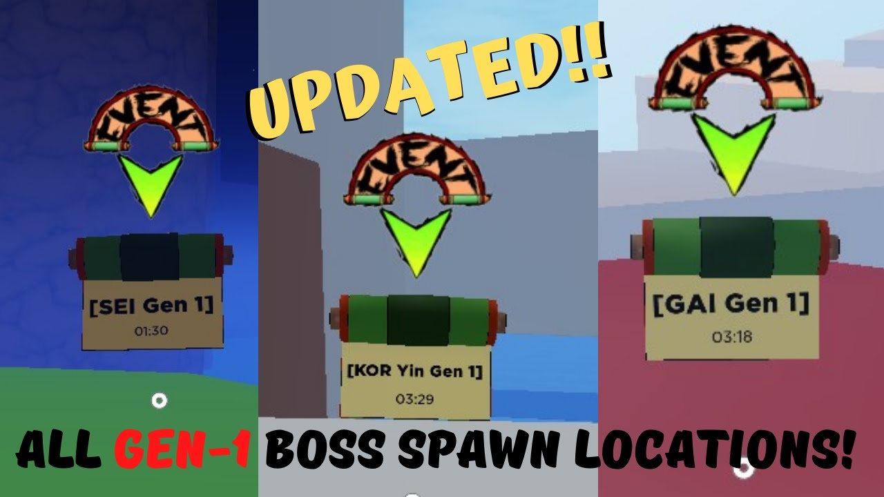 ALL *GEN-1* Boss SPAWN LOCATION! NEW *GEN-1* BOSSES! | UPDATE! | Shindo ...