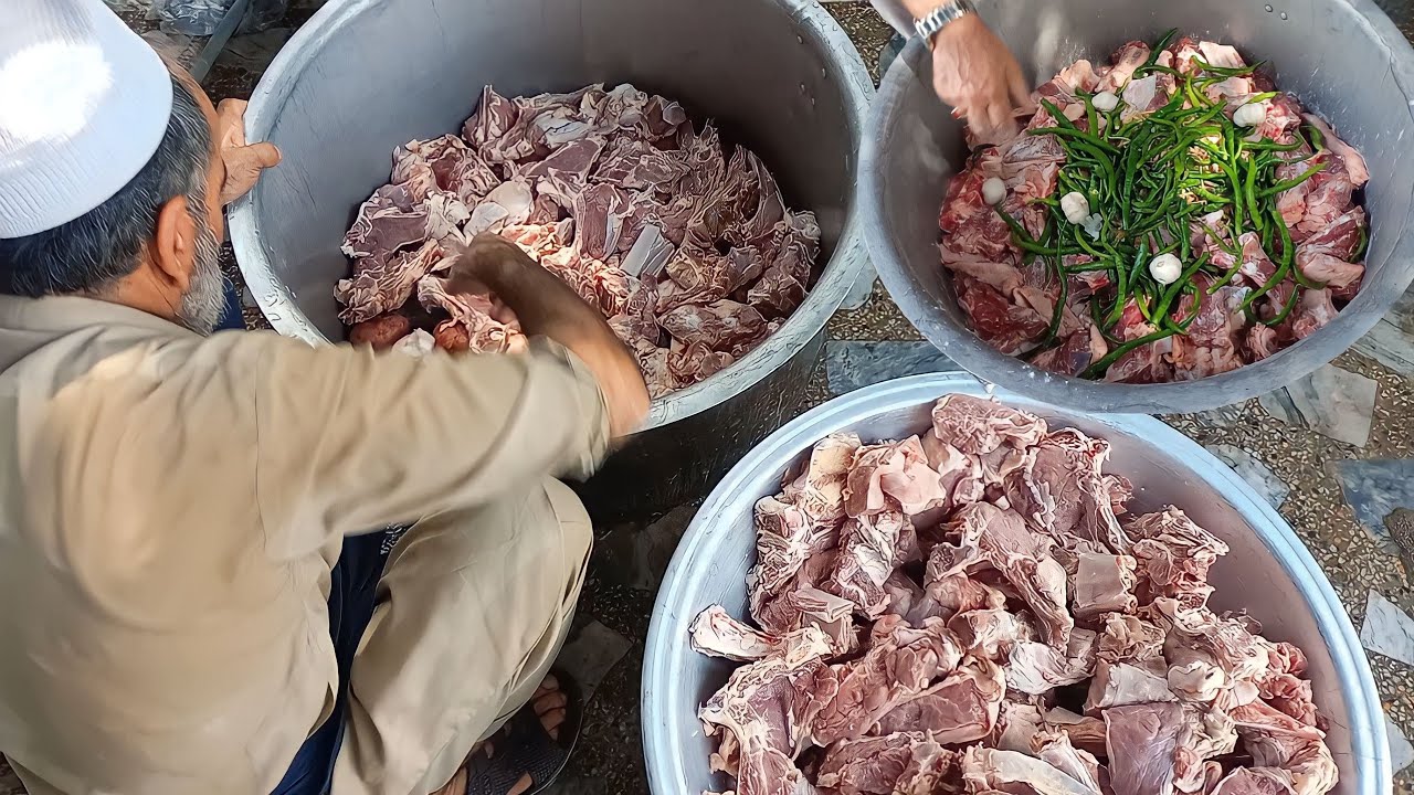 Peshawari Famous Mutton Rosh Recipe 200kg Giant Namkeen Mutton Prepared ...
