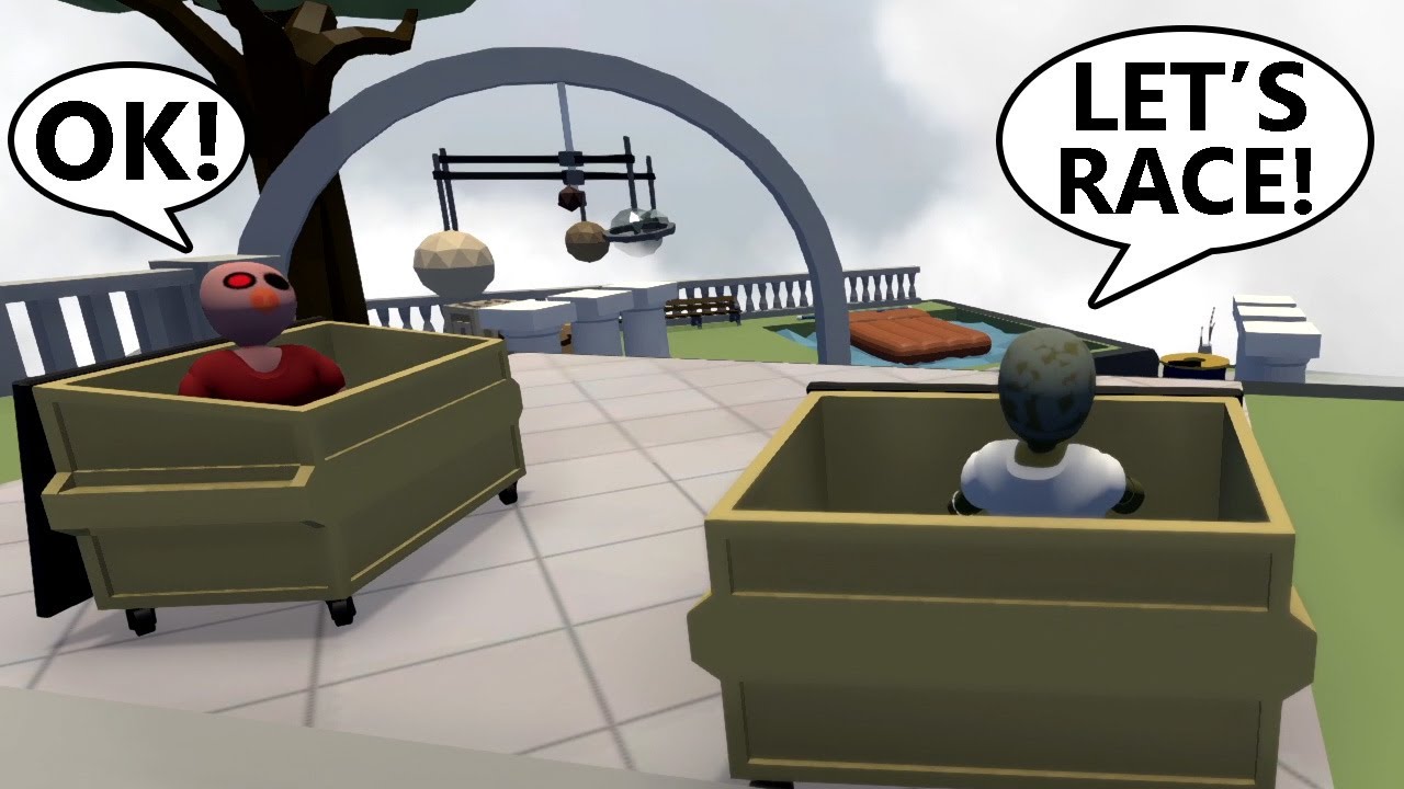 Granny And Piggy Racing With Dumpsters in Human Fall Flat - YouTube