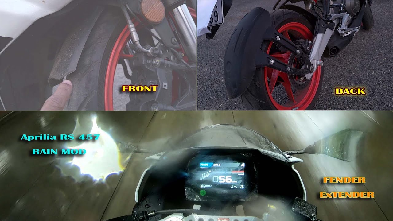 Aprilia RS 457 - RAIN MOD , Front and Back Fender Extender - YouTube