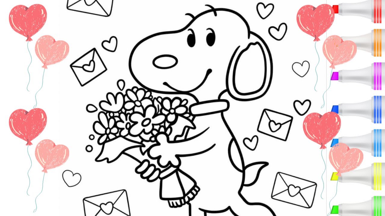 Coloring Snoopy with Flowers for Valentine’s Day! | Fun Storytime for ...