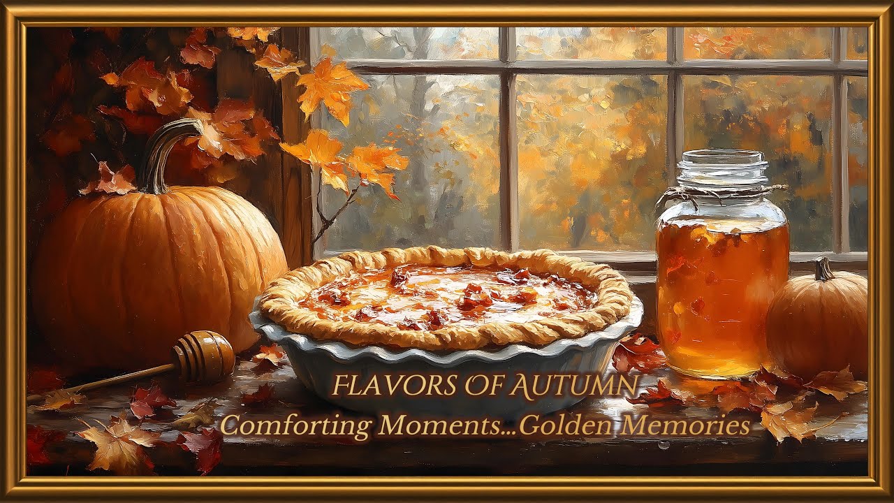 Vintage Cozy Pumpkin Decor | Gold Frame TV Art | 4K Fall Screensaver TV ...