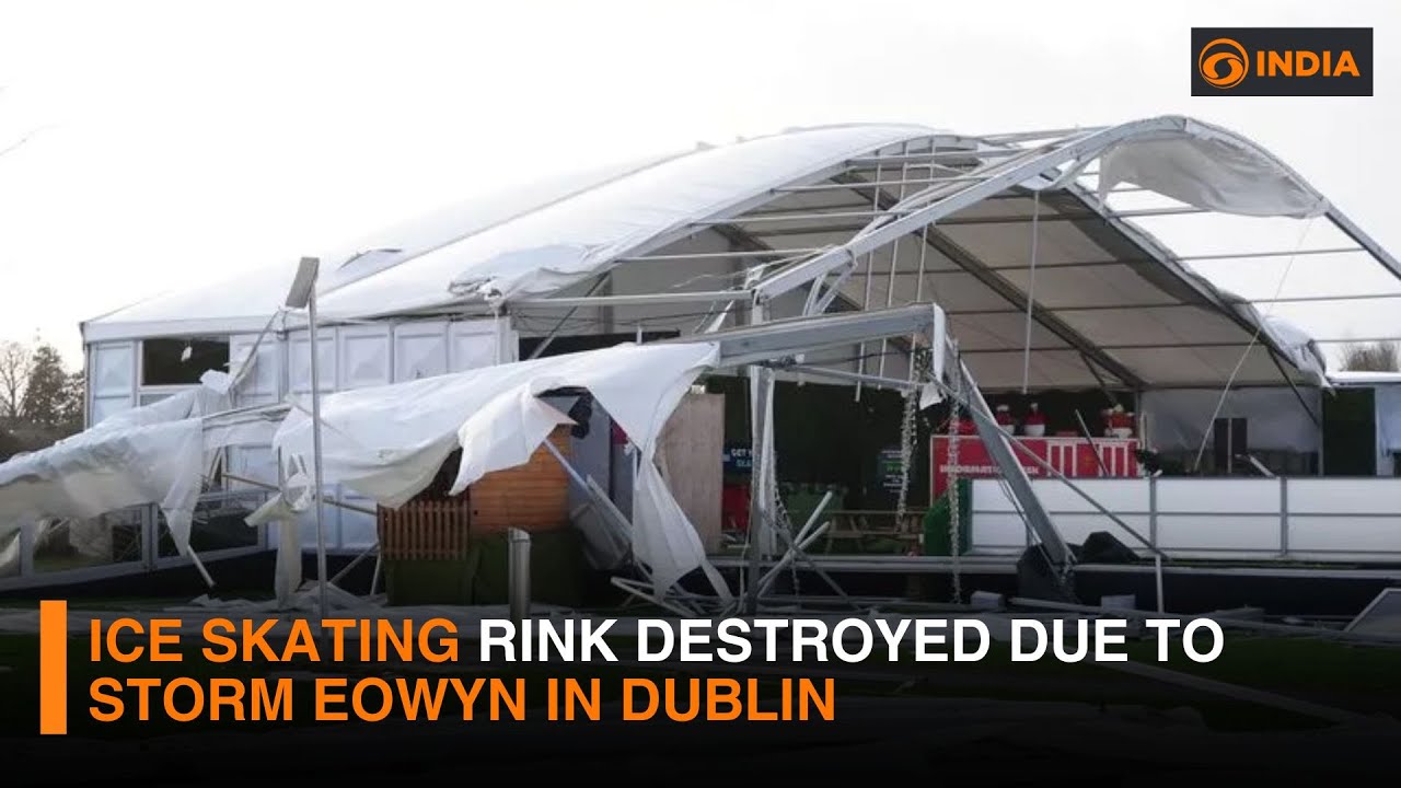 Ice skating rink destroyed due to Storm Eowyn in Dublin - YouTube