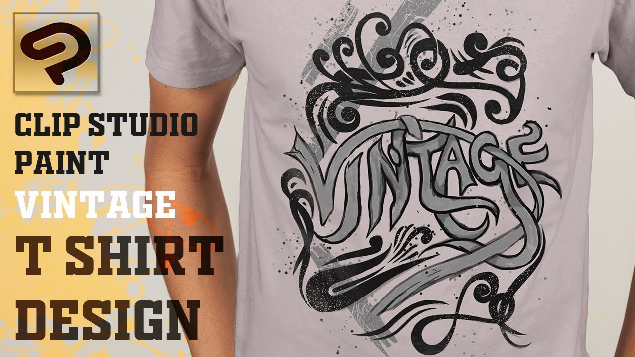 Vintage T shirt design with Manga studio. T shirt design process with ...