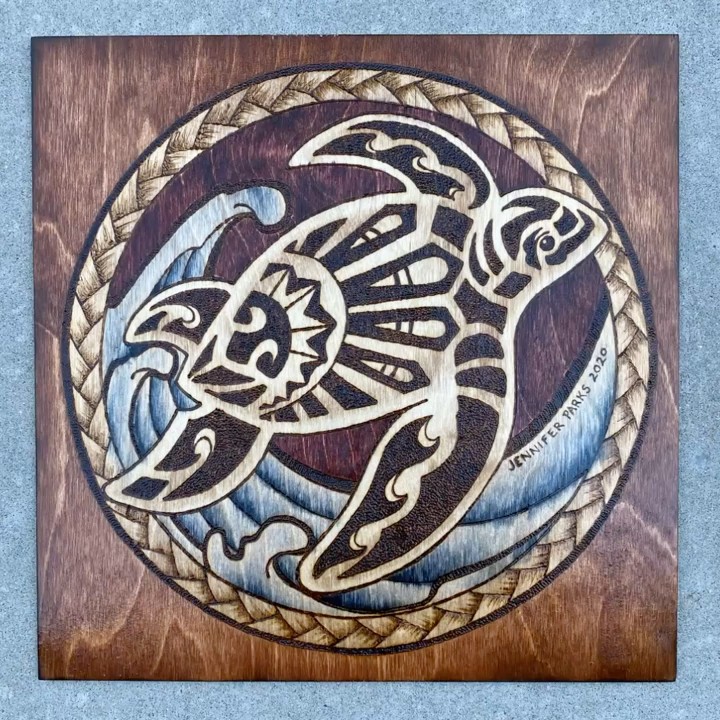 "I Love You, Turtle" wood burning process video - YouTube