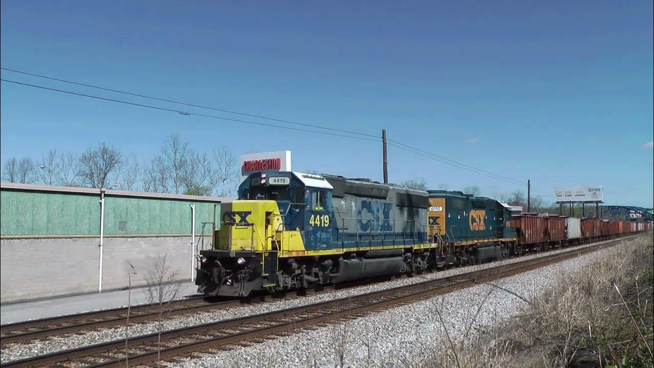 CSX Ballast Train with YN2 GP40-2 Charleston, WV [HD] - YouTube