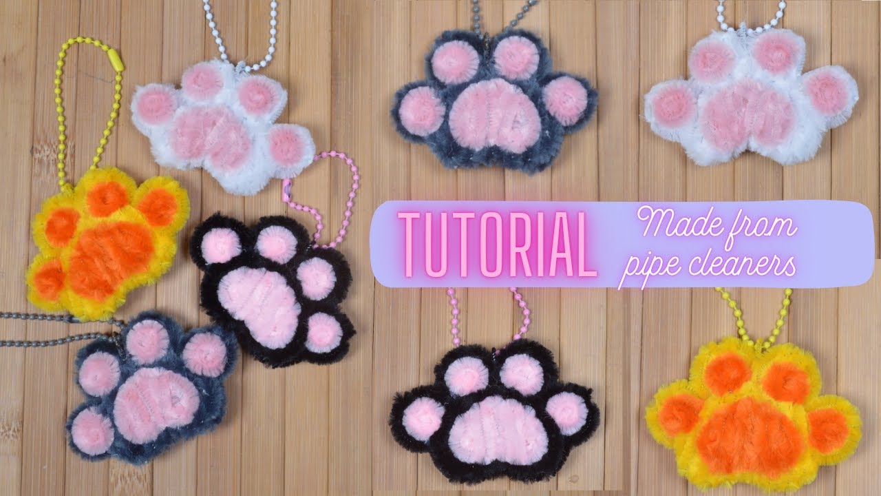🐾DIY Pipe Cleaners Keychain🐾 Cat paw keychain made from chenille wire ...
