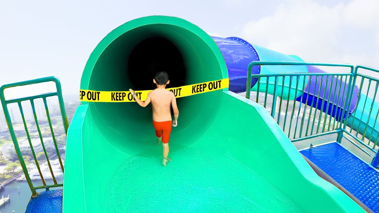 he went in a BANNED water slide.. - YouTube