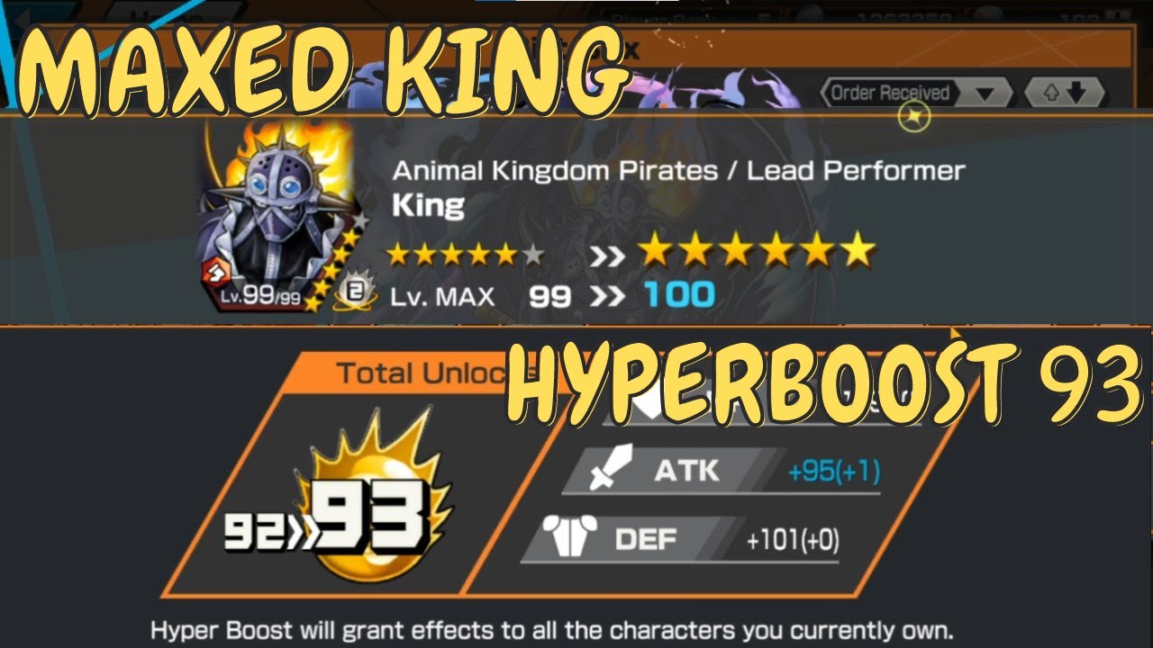 MAXED KING LEVEL 100, INCREASE HYPERBOOST TO 93 #opbr - YouTube