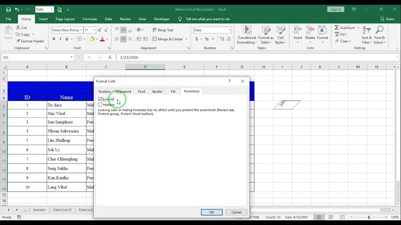 របៀបនៃគ្រប់គ្រងទៅលើ Row, Column, cell -Microsoft Excel 2016 Tutorial - YouTube