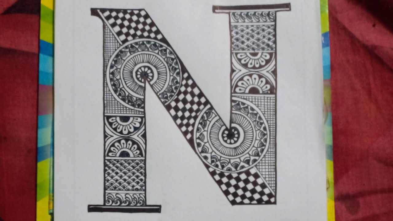 alphabetical mandala art# N letter - YouTube