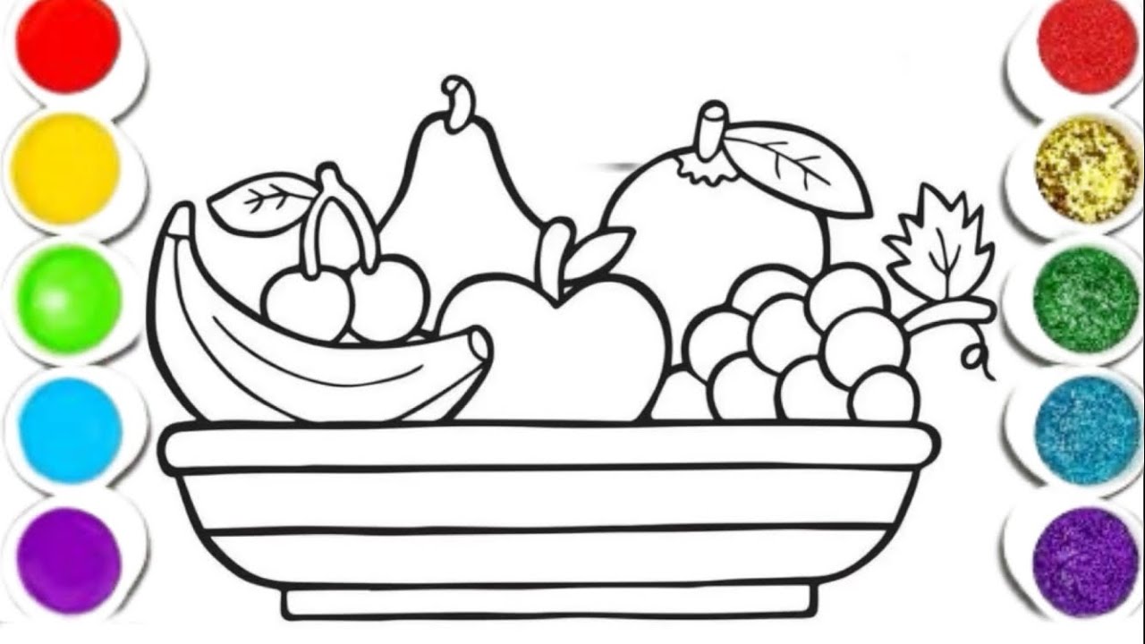 Fruits Basket🍎🍐🍊🍌🍒🍇Drawing, Painting, Coloring for Kids and Toddlers # ...