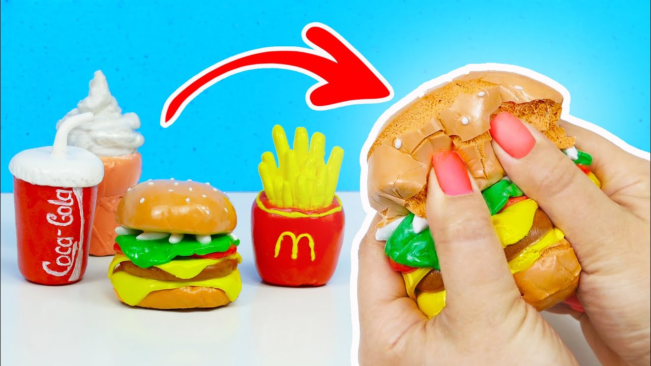 McDonald’s Clay Cracking ASMR Burger, French Fries, Coca-Cola, Ice ...