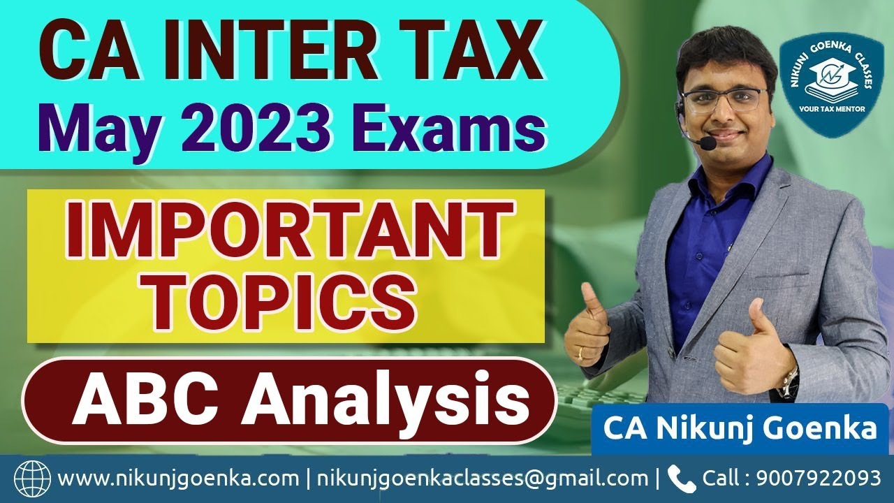 CA Inter Taxation | Important Topics | ABC Analysis | May 2023 Exams ...