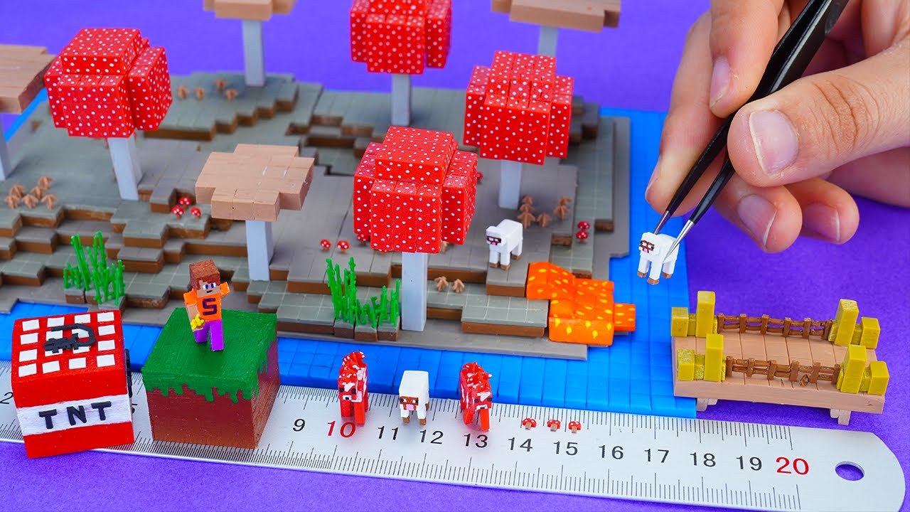 DIY Tiny Minecraft Mushroom Fields Miniature with Polymer Clay | Square ...