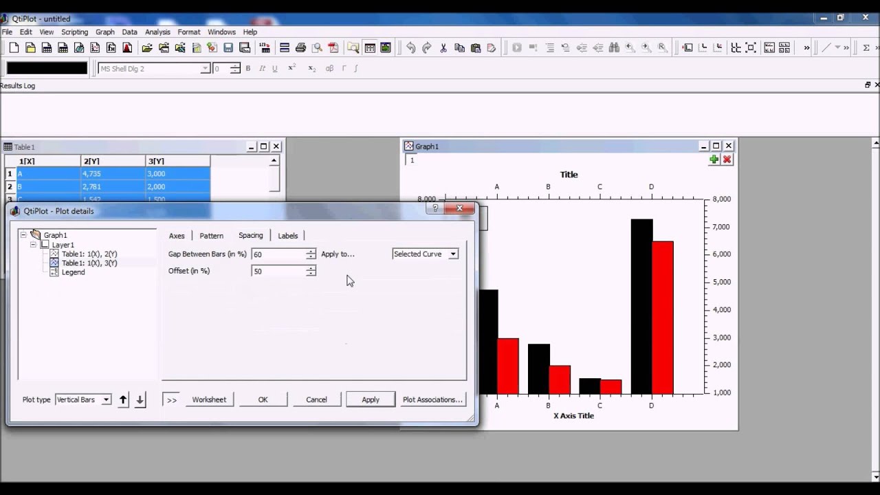 Qtiplot Intro #4: bar plots, error bars on barplots, scatter plots - YouTube
