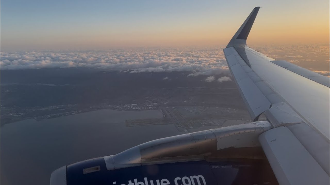 JetBlue Airbus A321 Beautiful Sunset Landing San Francisco Intl. (KSFO ...
