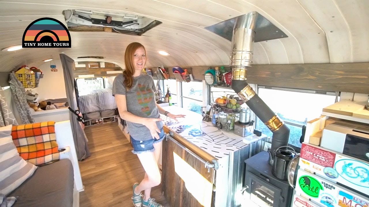 Gorgeous School Bus Conversion Built & Lived In Full Time By Young ...