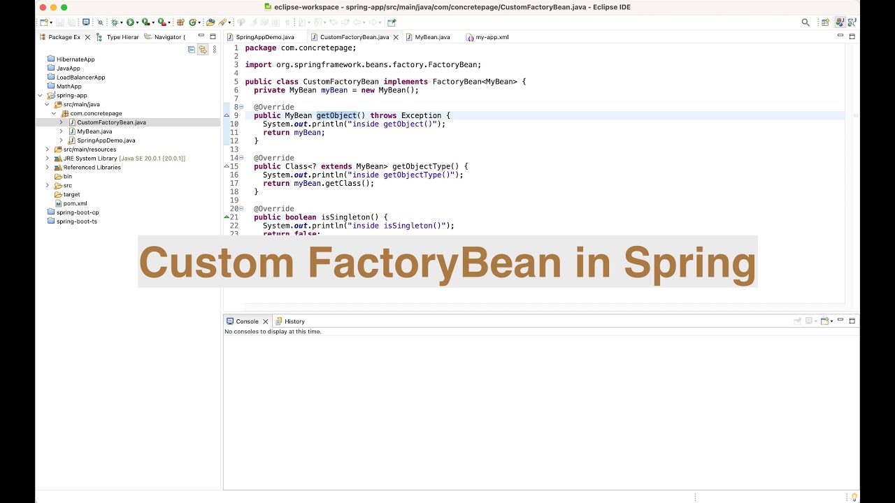 Custom FactoryBean in Spring - YouTube
