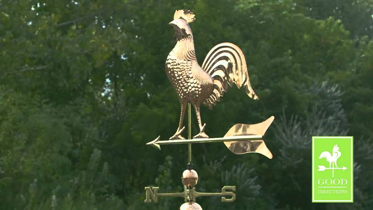 GD616P Jumbo Barn Rooster Weathervane Polished Copper - YouTube