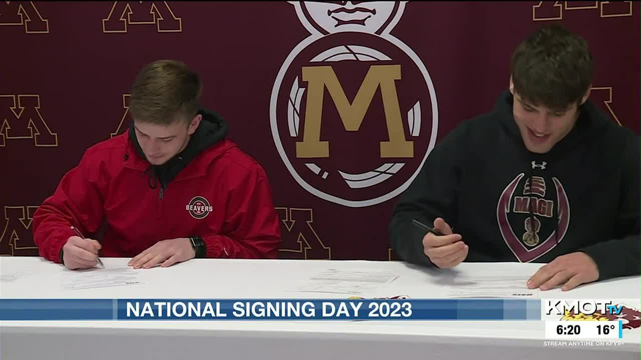 Minot High seniors go from teammates to rivals, sign NSIC football ...
