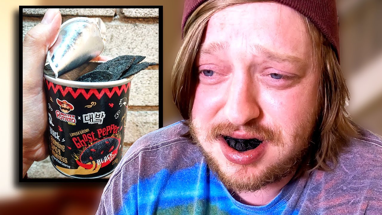 Worlds Hottest Pringles! | Mister Potato Ghost Pepper Black Crisps ...