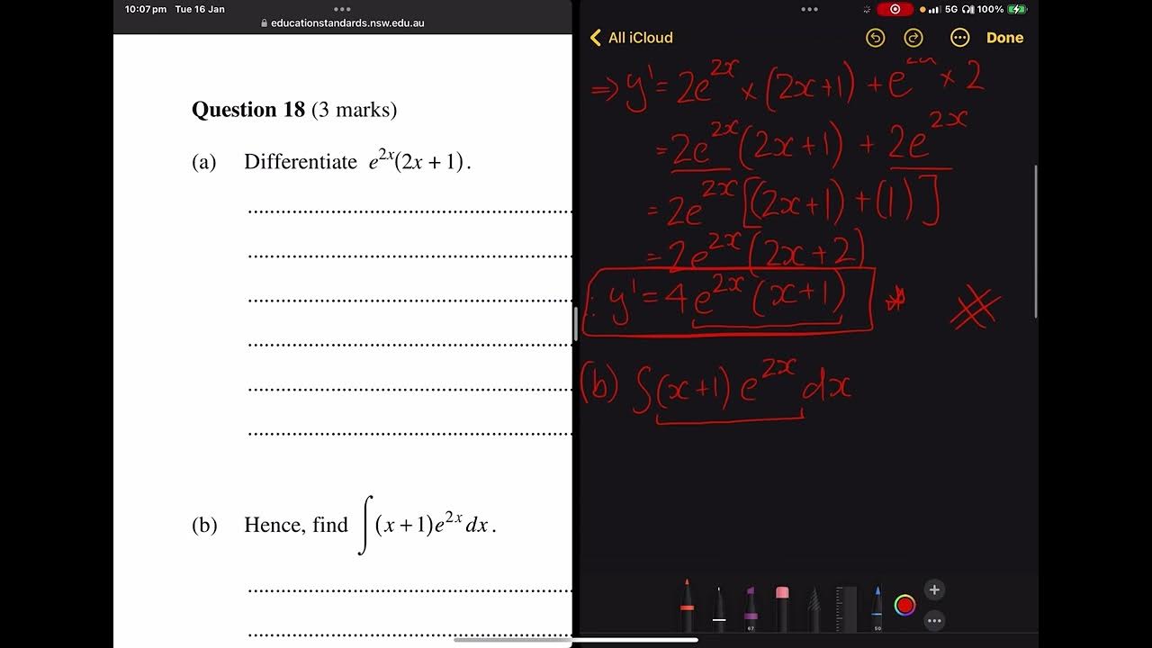 2020 HSC Mathematics Advanced/2 Unit Paper Q18 a/b Solution - YouTube