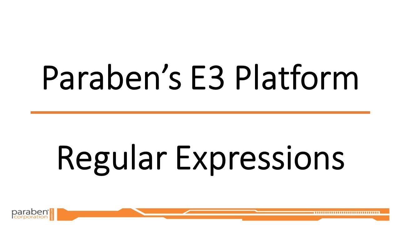Using the E3 Platform with Regular Expressions - YouTube