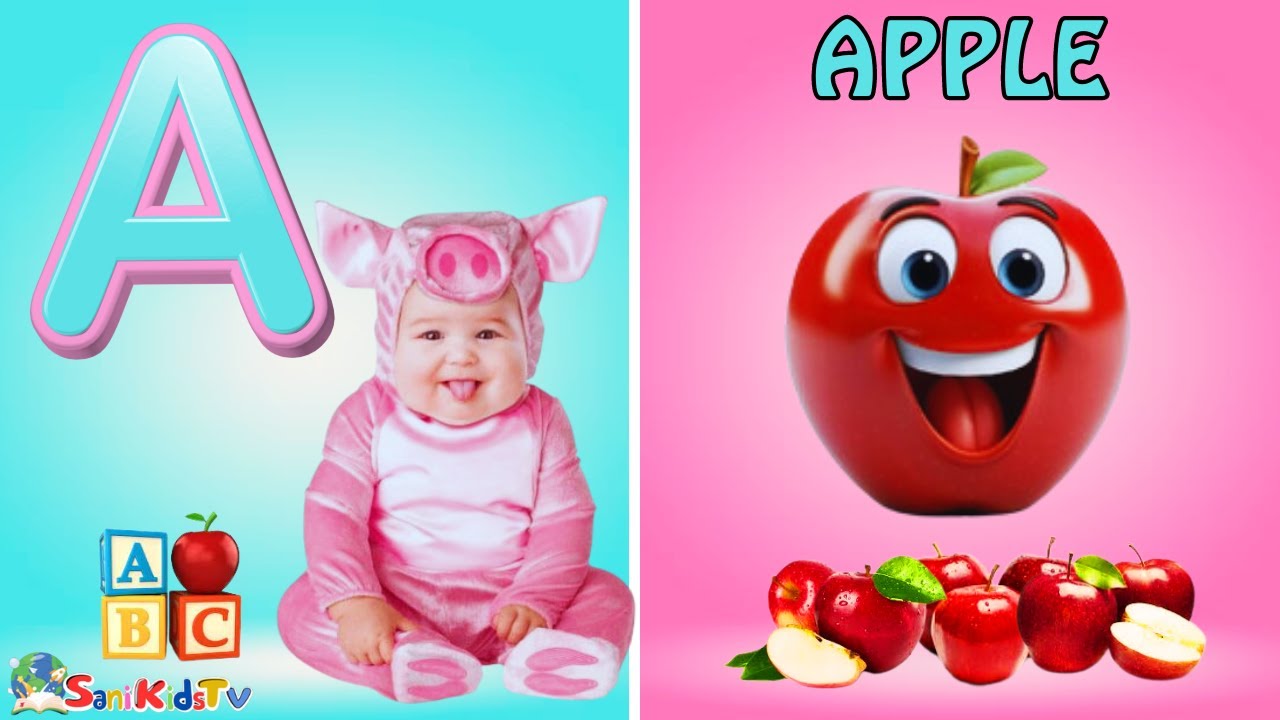 A For Apple I Phonics song I ABC Rhymes I ABC Alphabet Song Nursery ...