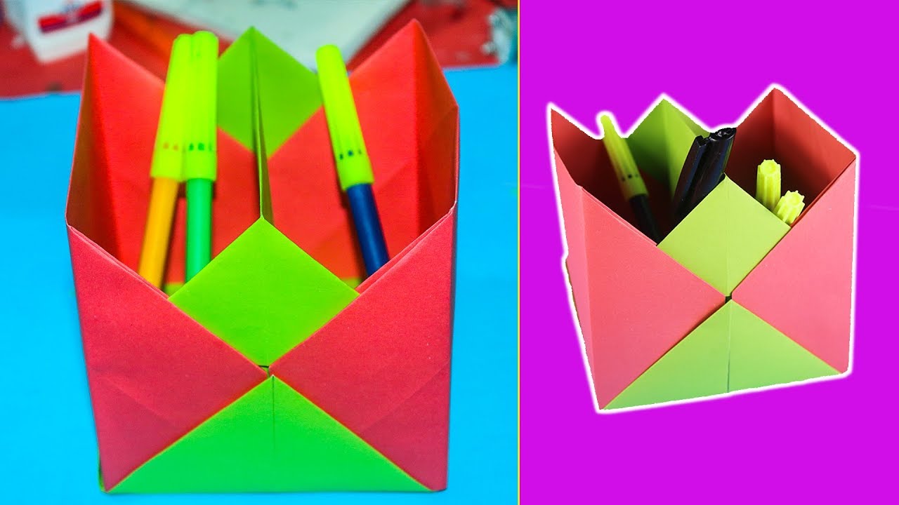 how-to-make-a-easy-paper-pen-holder-paper-crafts-for-kids-paper