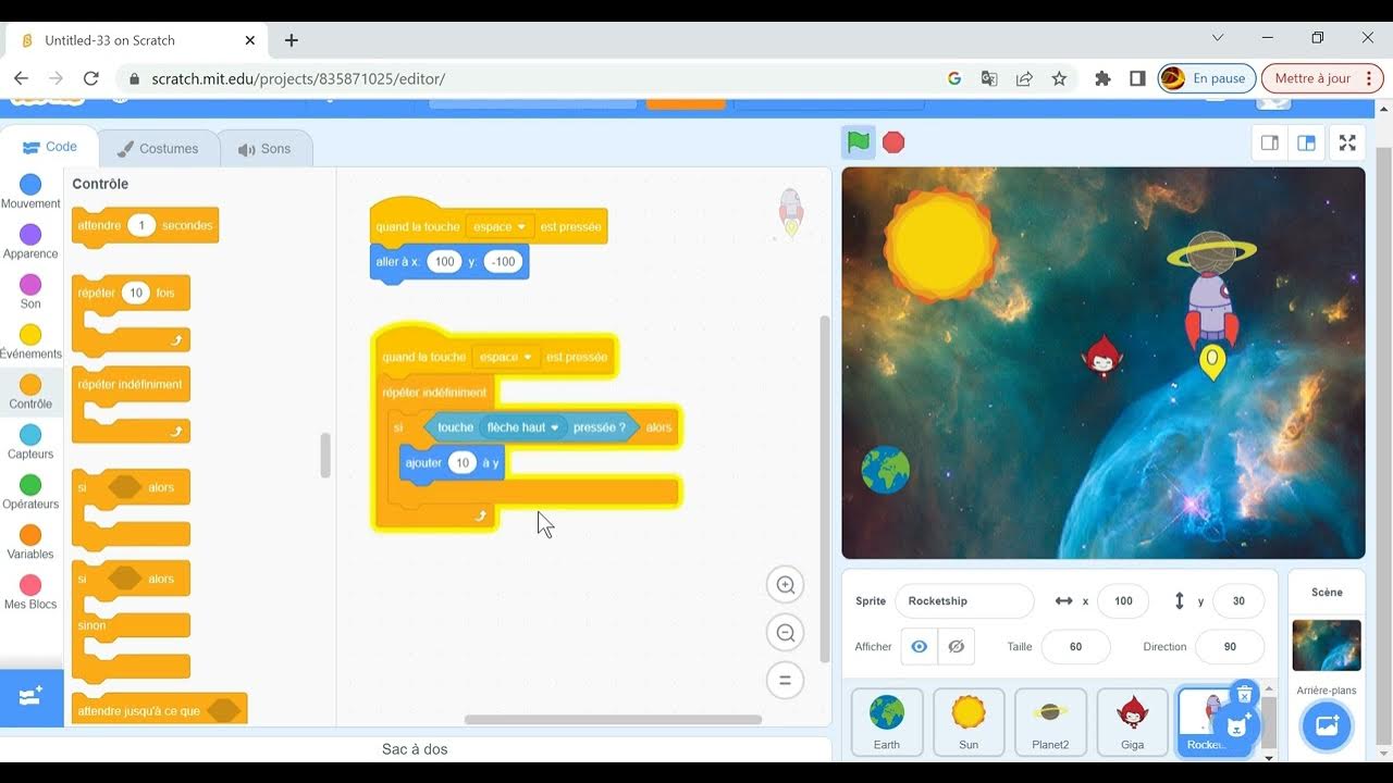 5 scratch code spaceship - YouTube