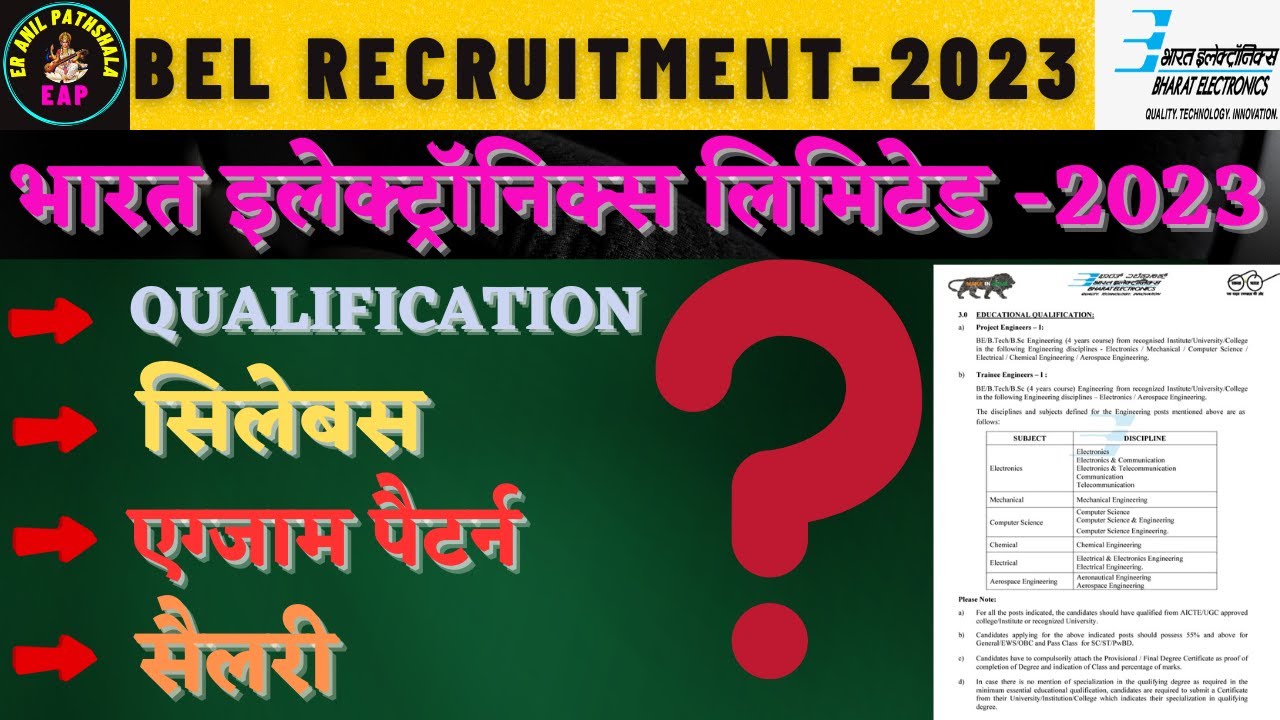 Bharat Electronics Limited Recruitment | BEL Notification | Full Detail ...