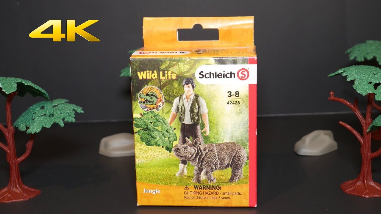 Schleich Wild Life 42428 Ranger and Indian Rhinoceros Starter Set ...