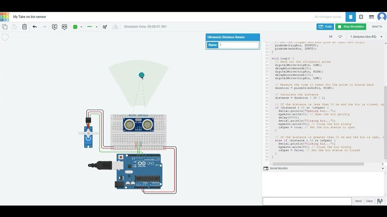 TinkerCAD - Servo control using an Ultrasonic sensor - YouTube