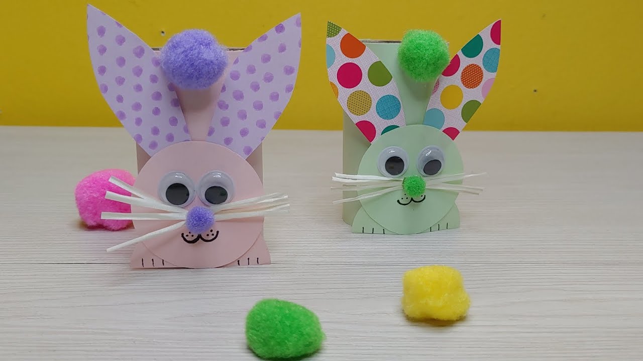 conejito de Pascua con rollos de papel - YouTube