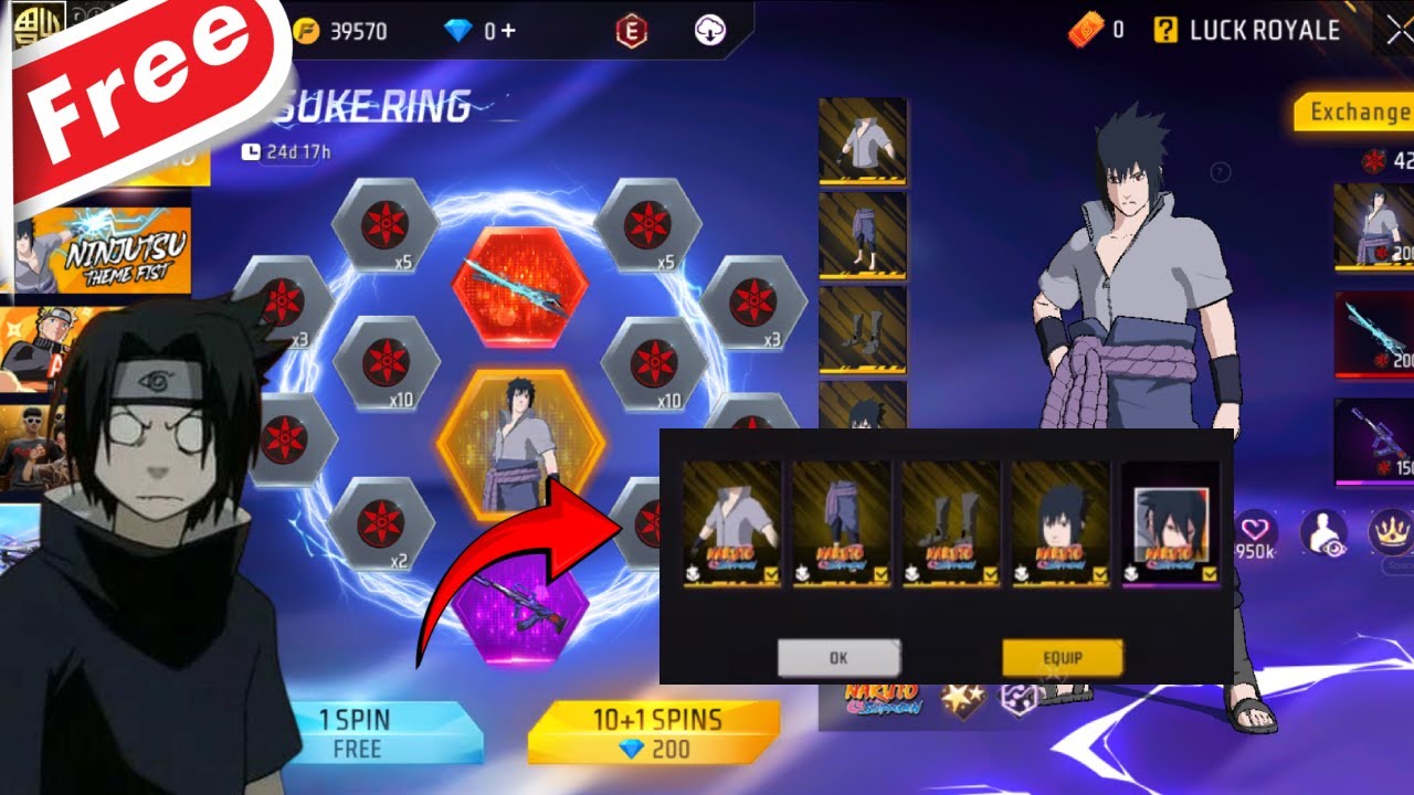 FREE SASUKE BUNDLE | FREE FIRE NEW EVENT SASUKE RING | SASUKE RING NEW EVENT FF | SASUKE RING ...
