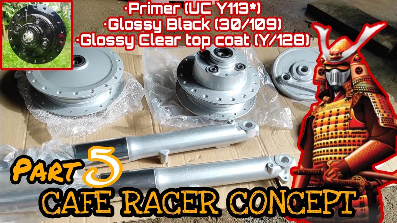 PART 5 / RS100 Cafe racer / Glossy black samurai paint /TMX 155 Rear ...