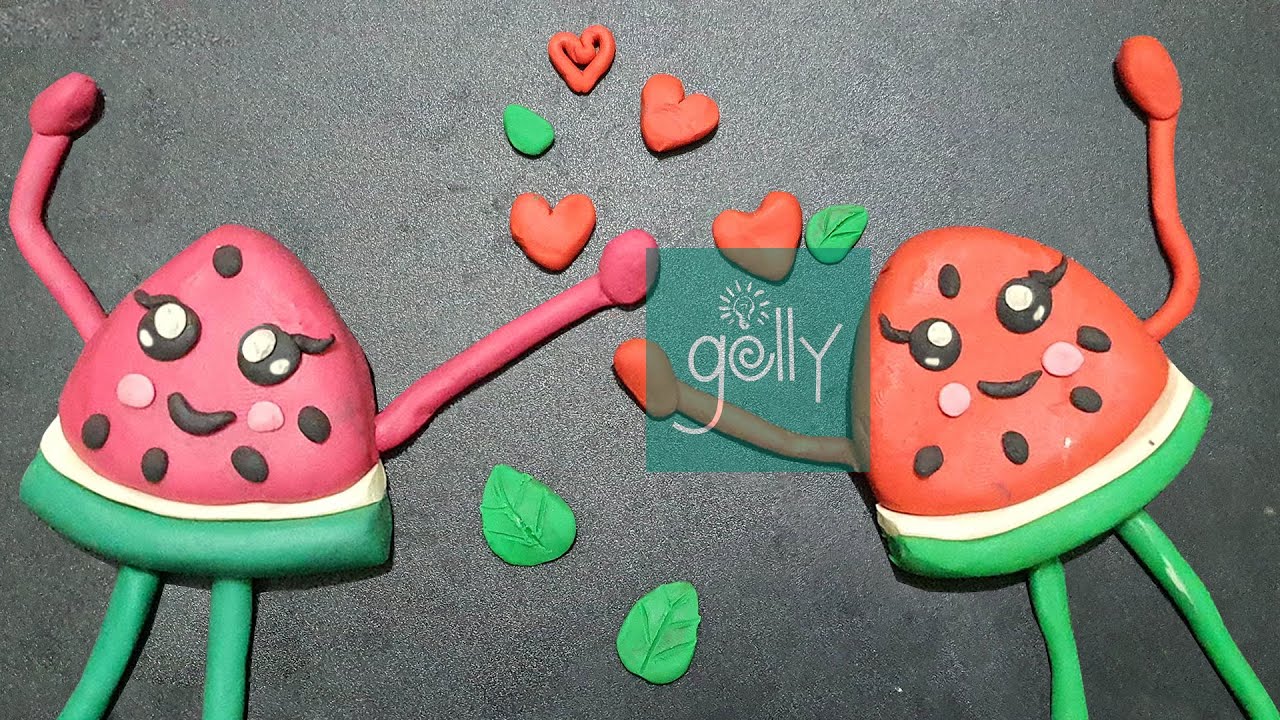 Watermelon clay toys for kids, how to make easy fruit clay, how to make ...