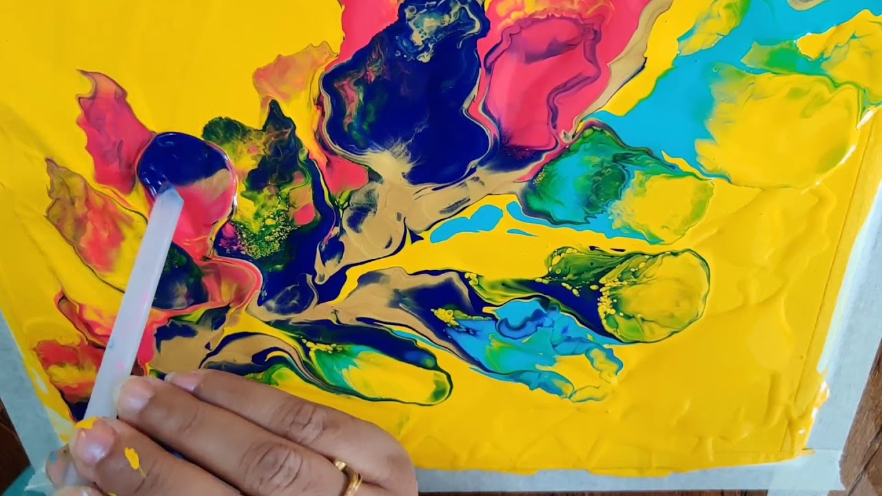 Easy Acrylic Flow / Blow Painting Tutorial For Beginners - YouTube