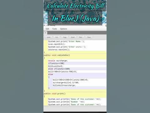 Calculate Electricity Bill in BlueJ (Java) Short Video ll Java Programming ll Bluej Programming ...