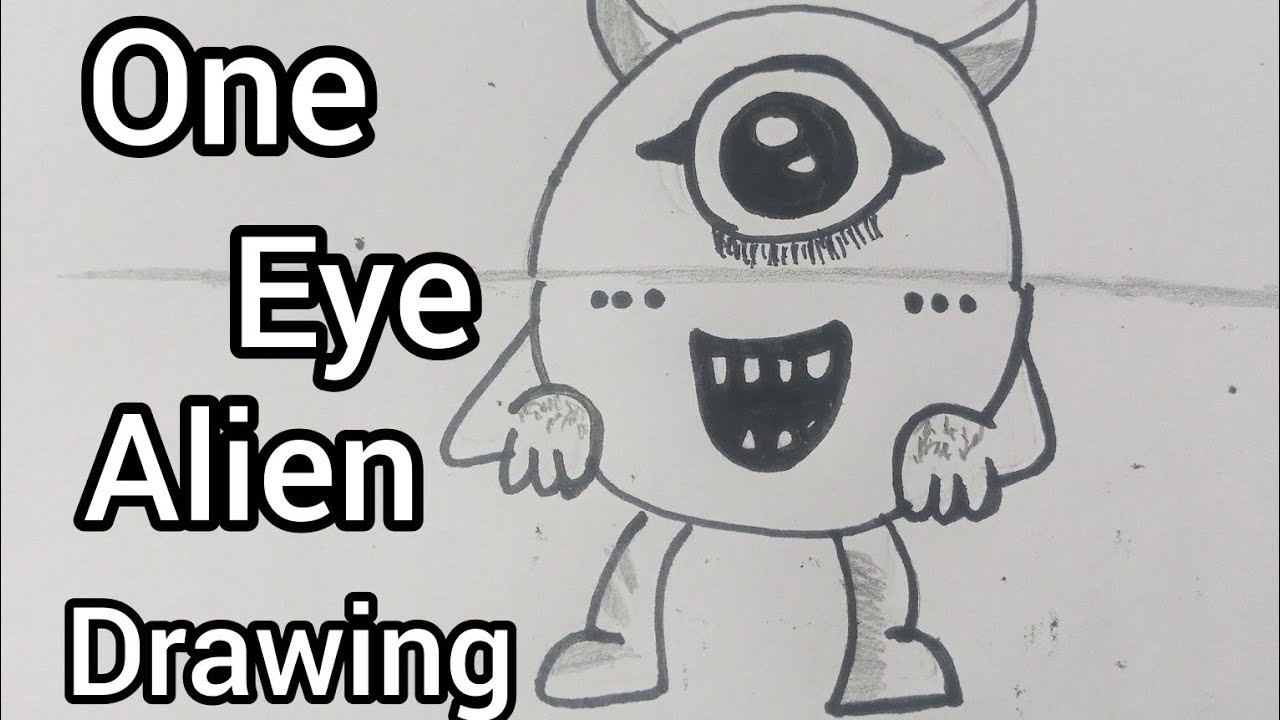 one eye alien drawing tutorial | easy drawing for beginners - YouTube
