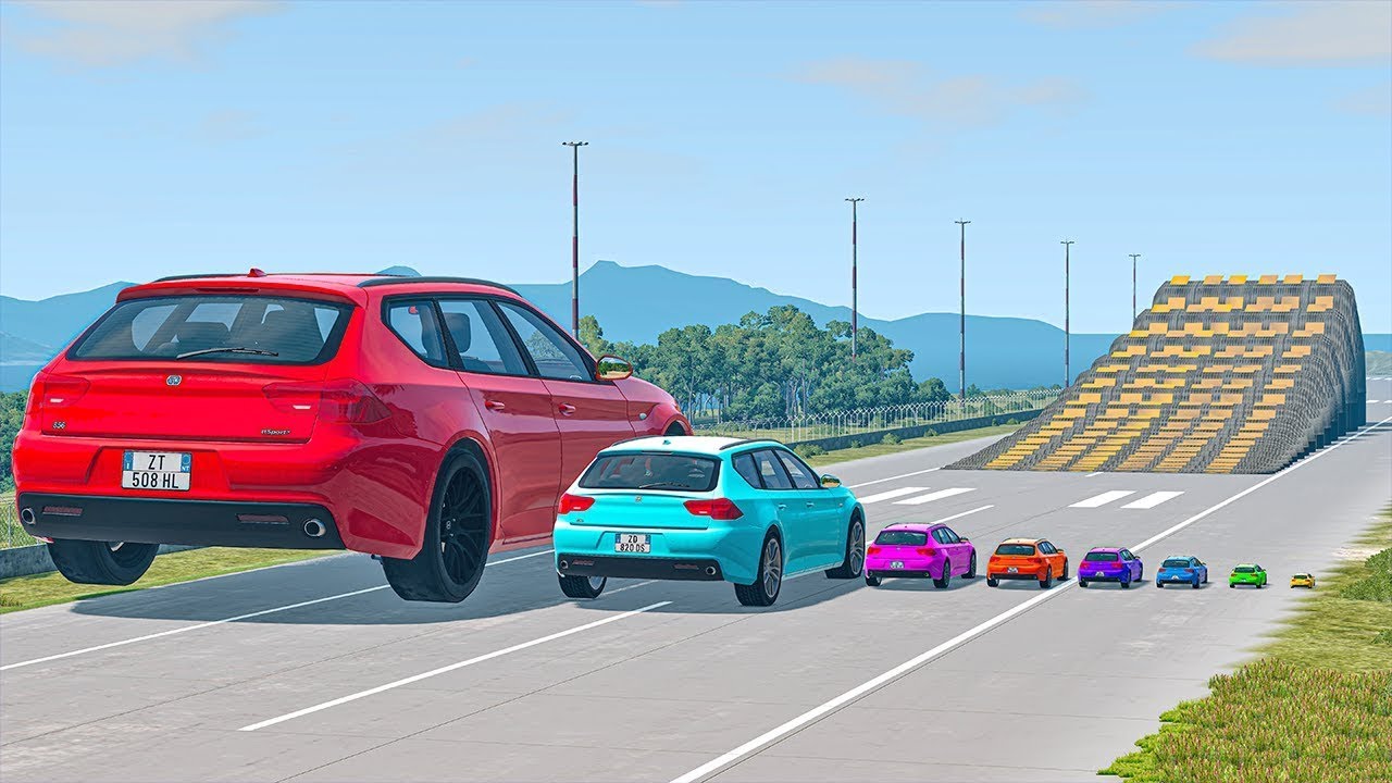 Big & Small Cars vs Small To Big Massive Speed Bumps - Cars vs Massive ...